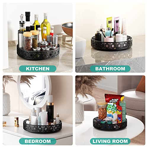 Lazy Susan Organizer, 11 Inch Lazy Susan Turntable for Cabinet Table, PHINOX Turntable Organizer Lazy Susan Spice Rack with Non-Slip Pad, Lazy Susan for Kitchen Bathroom Pantry Vanity (Metal)