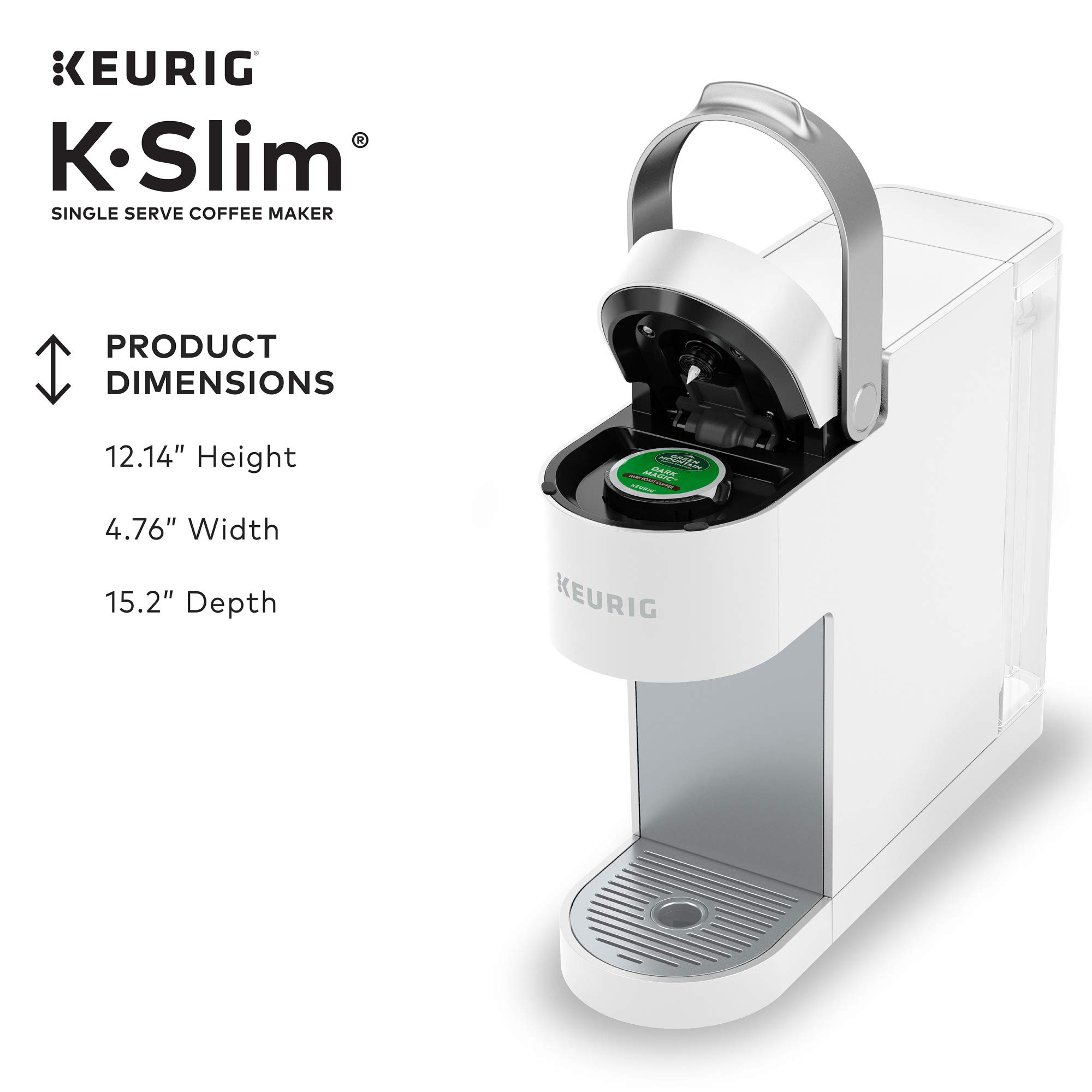 Keurig K-Slim Coffee Maker, Single Serve K-Cup Pod Coffee Brewer, 8 to 12oz. Brew Sizes,White (Renewed)