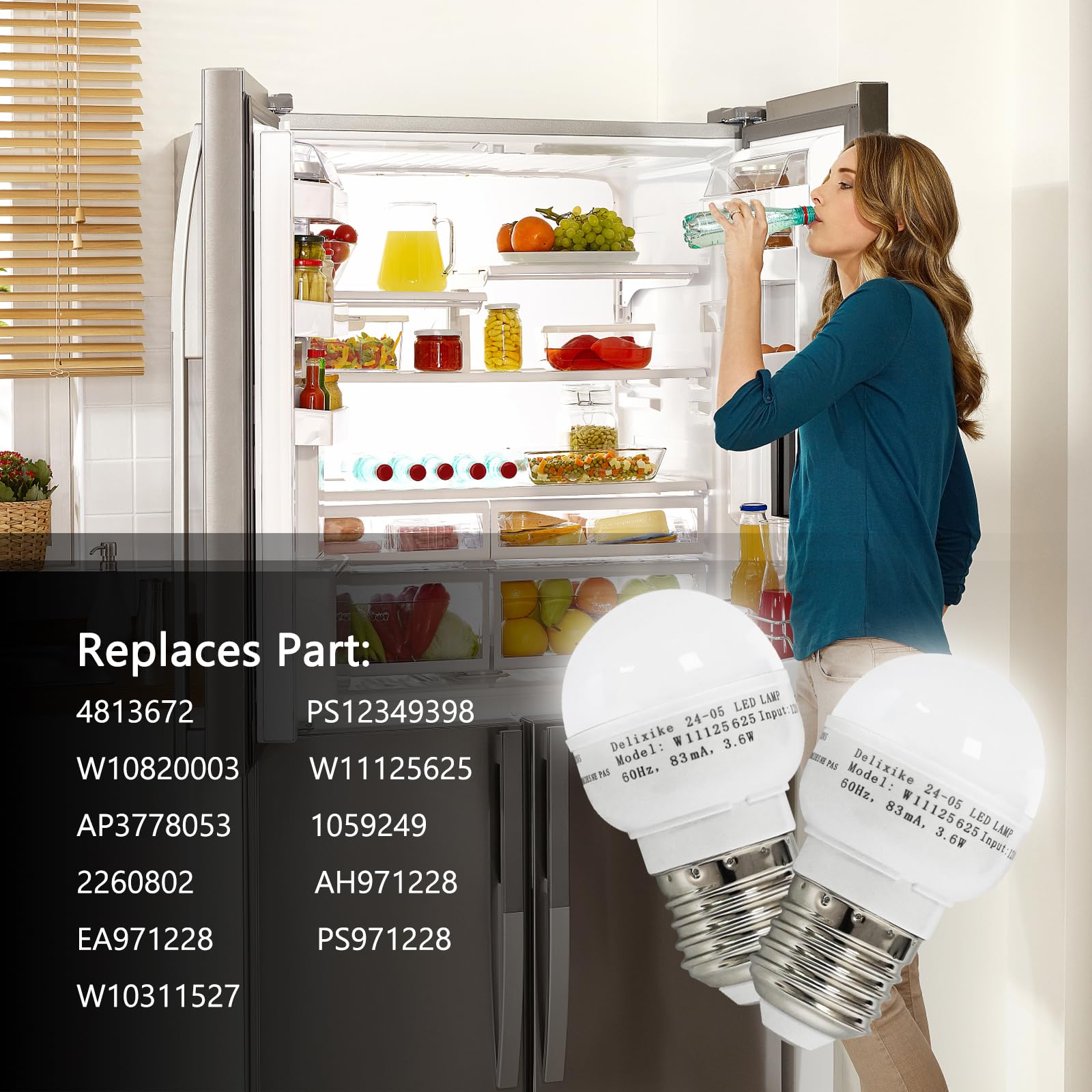 Delixike W11043014 W10565137 W10837631 LED Light 1pc 120v Compatible Whirlpool Refrigerator LED White Bulb