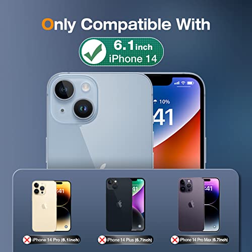 LK [3-in-1 for iPhone 14 Case Clear with 2pcs Screen Protector & Lens Protector 10FT Military Grade Drop Tested, Slim Protective Phone Case for iPhone 14, 6.1inch, Capri Blue