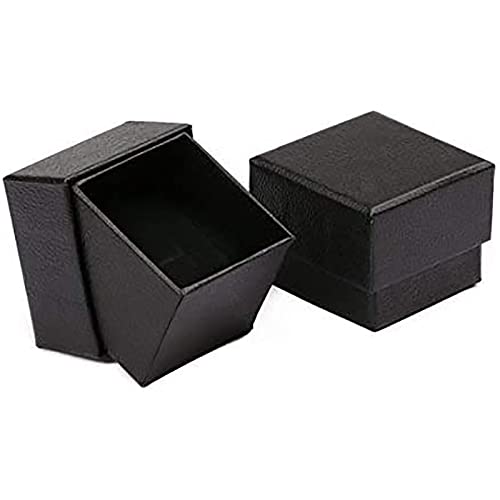 Sdootjewelry Ring Box, 1.97 x 1.97 x 1.57β Kraft Earring Ring Boxes, 50 Pack Square Cardboard Jewelry Gift Boxes Black Small Earring Ring Gift Box with Foam Insert for Wedding Propose Jewelry Packing