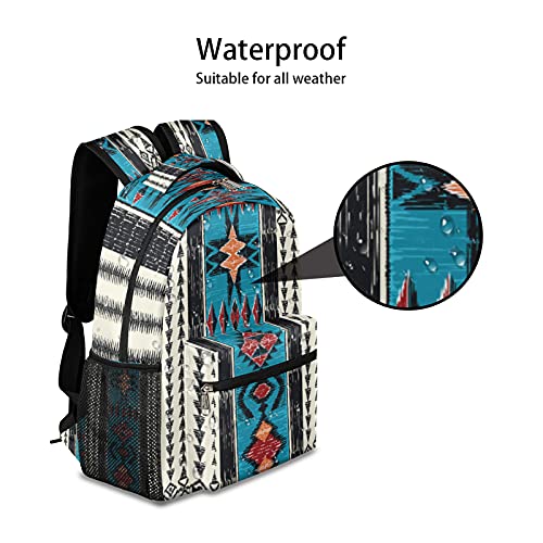Aztec School Backpacks for Girl Student Daybag Water Resistant,Navajo Pattern Travel Schoolbag for Women/Men College Bookbags Medium