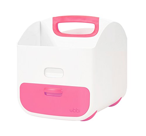 Ubbi Portable Diaper Changing Station + Diaper Storage Caddy Organizer with Changing Mat: Easily Stores Baby Diapers, Wipes + Baby Accessories - Pink