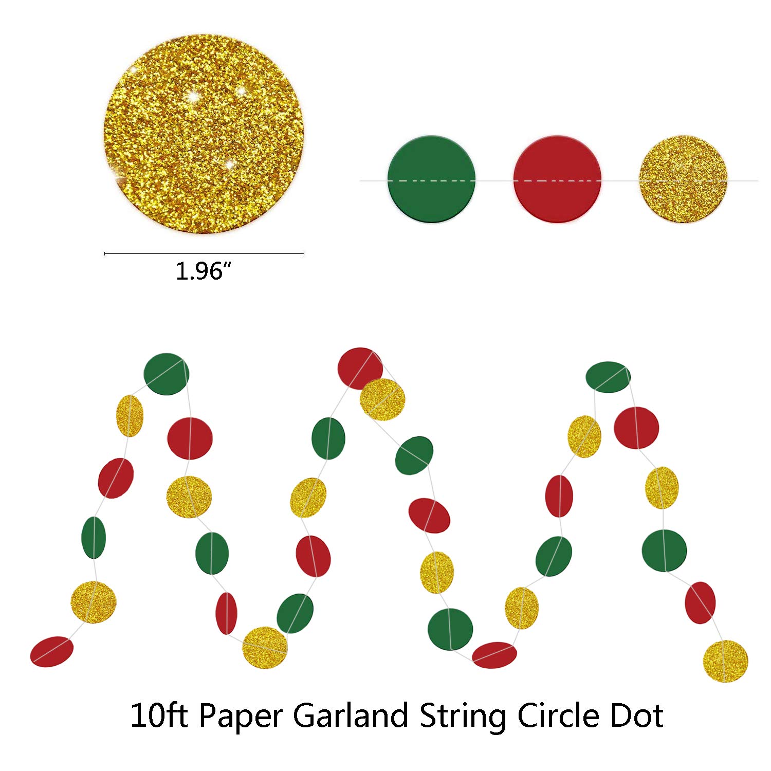 Christmas Party Decorations Paper Fans,Garlands String Circle Dot,Triangle Bunting Flags, Honeycomb Ball,Paper Tissue Pom Poms,Party Supplies for Christmas Birthday Wedding Baby Shower
