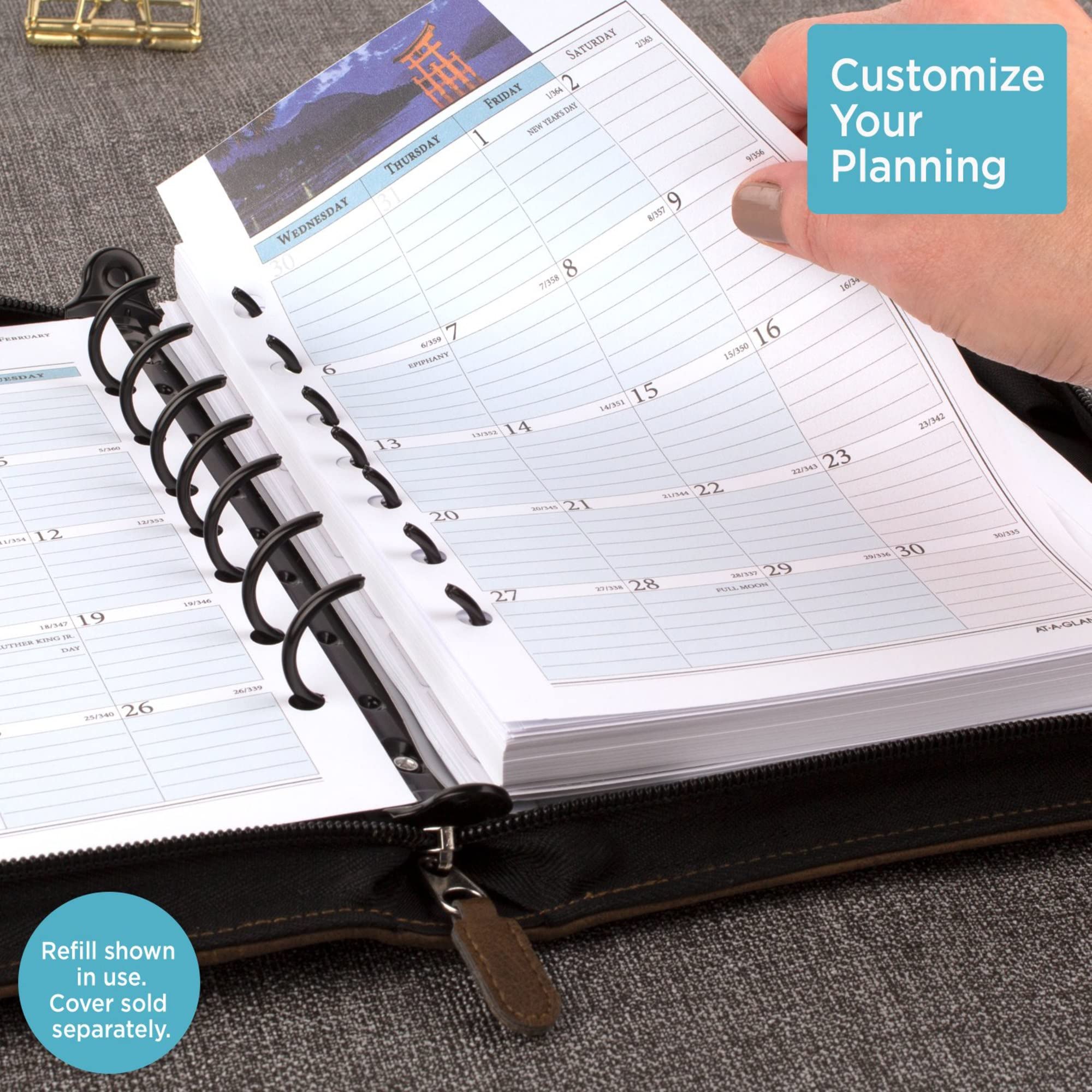 AT-A-GLANCE 2022 Weekly & Monthly Planner Refill by AT-A-GLANCE, 13493 13691 Day-Timer, 5-1/2" x 8-1/2", Size 4, Zenscapes (281-285Y)