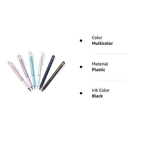 Pilot Frixion Knock Ball Retractable Erasable Gel Ink Pen, Design Series Chequered Pattern, Black Ink,0.5mm, 6 Designs Set