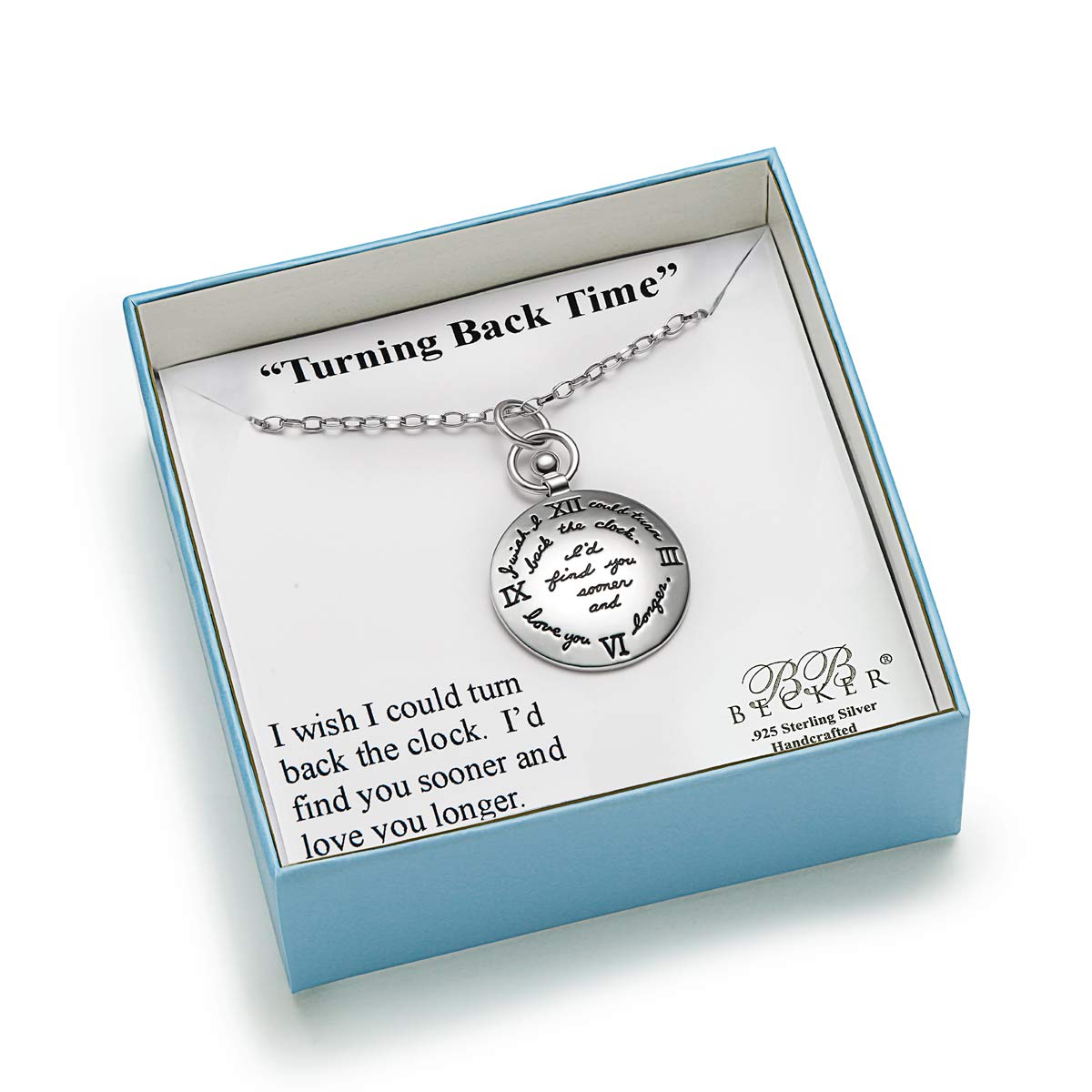 BB Becker Turning Back Time Sterling Silver Necklace - Girlfriend/Wife, Gift for Her, Love, Jewelry for Her, Birthday, Anniversary, Romantic