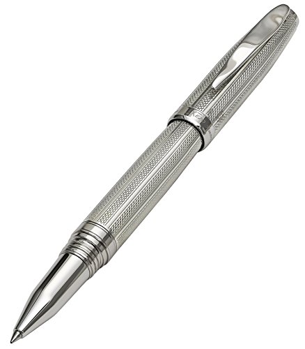 Xezo Solid 925 Sterling Silver Serialized Fine Rollerball Pen with Screw-On Cap (Maestro 925 Sterling Silver R-1)