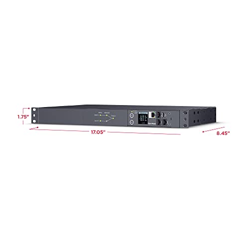 CyberPower PDU44001 Switched ATS PDU, 100-120V, 15A (Derated to 12A), 10 Outlets, 1U Rackmount