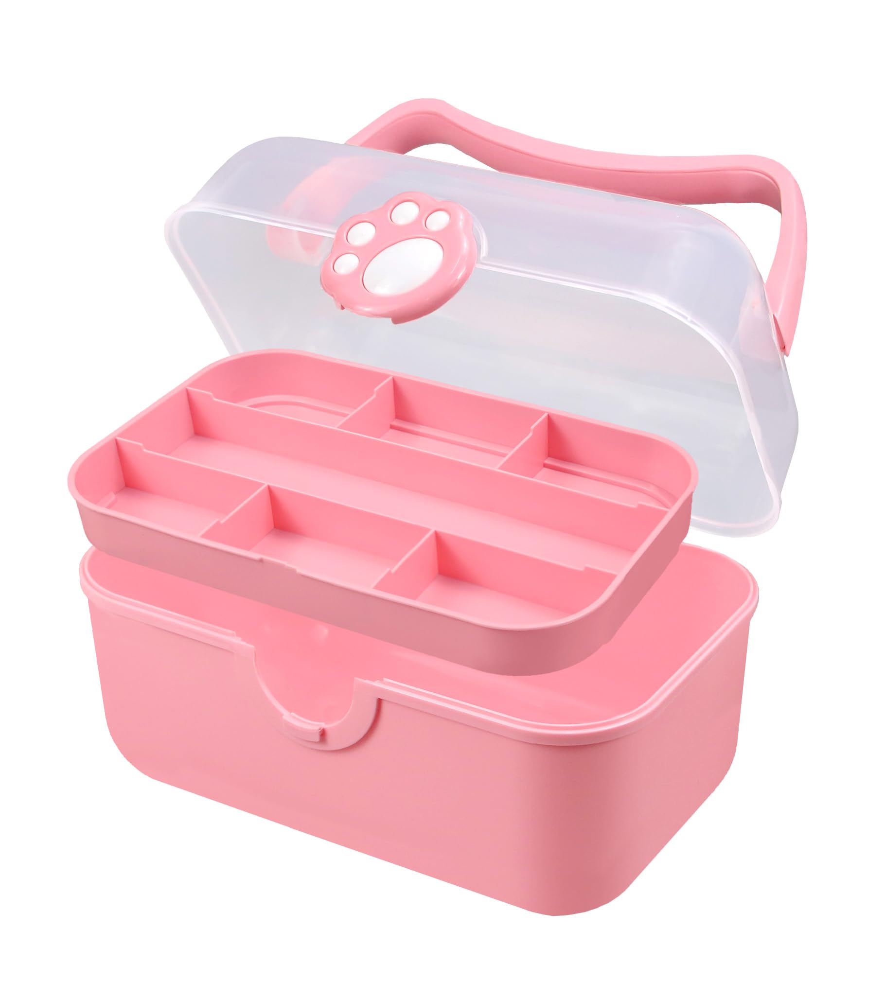 Byrixk Craft Art Box Pink Tackle Box for Girls Art Bin Storage Box with Handle Portable Storage Container Small Craft Box First Aid Box Sewing Box for Kids Fishing Tackle Box Crafting Box