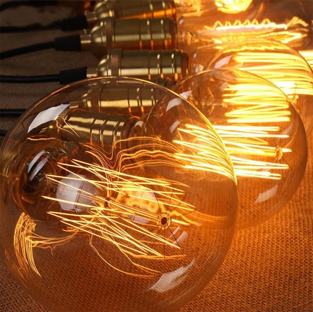 CTKcom Edison Vintage Filament G95 40W Light Bulbs Globe Round (2 Pack)- G95 E26/E27 Antique Incandescent Bulb Equivalent Warm White Lamps Squirrel Cage Filament For Loft Coffee Bar Restaurant Kitchen