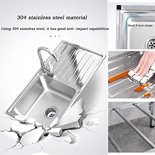 LANADO Dishwashing with bracket, stainless steel sink countertop, integrated kitchen sink, integrated cabinet, simple vegetable basin with bracket