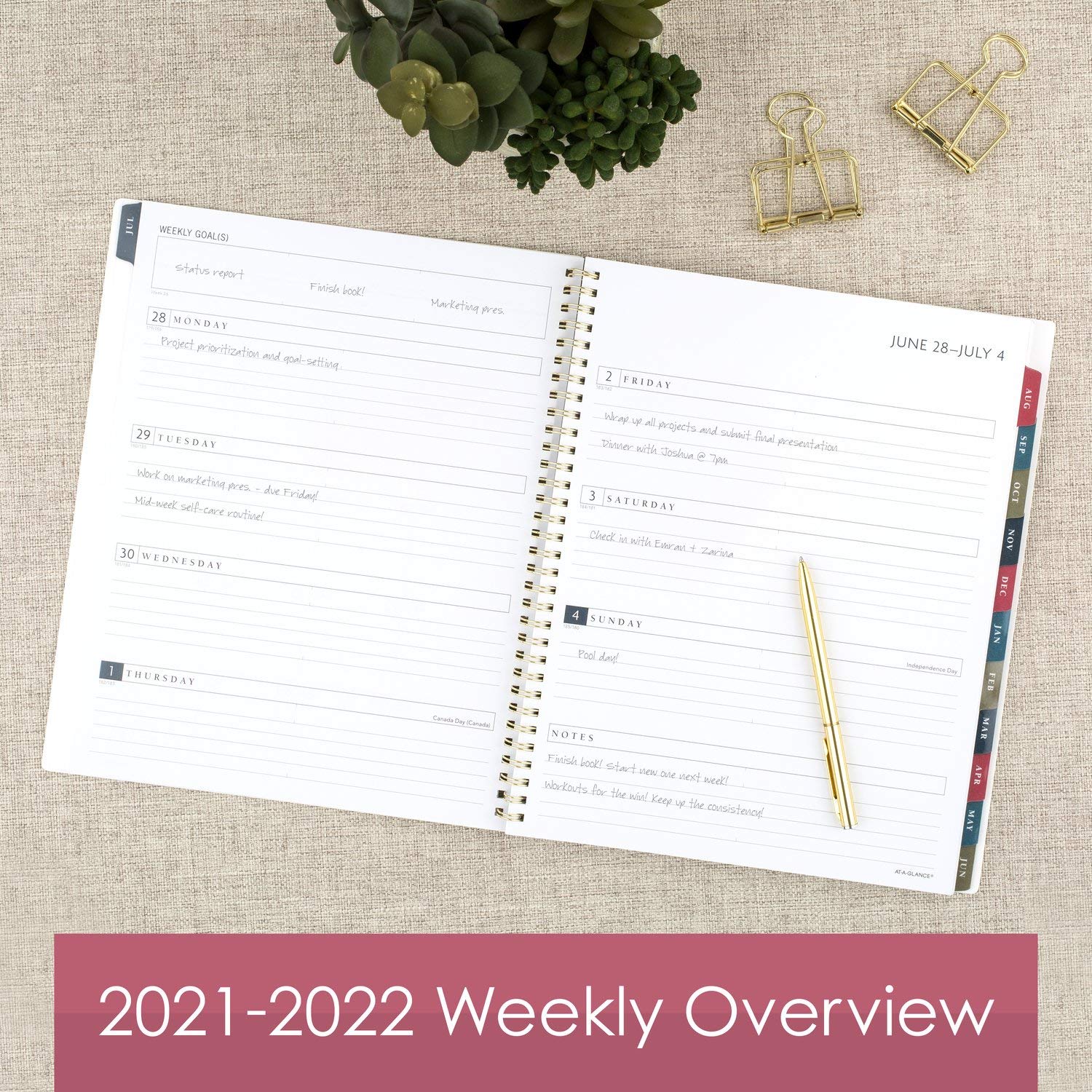 AT-A-GLANCE Academic Planner 2021-2022, AT-A-GLANCE Monthly Planner, 7" x 8-3/4", Medium, for School, Teacher, Student, Badge Floral (1535F-805A)