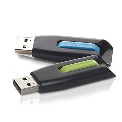 VERBATIM 99127 Store 'n' Go V3 USB 3.0 Flash Drives (32GB; 2 pk; Blue/Green)