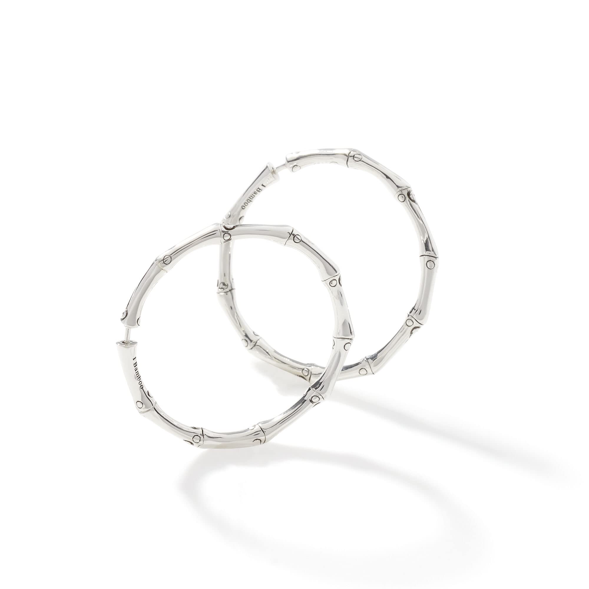 Bamboo Silver Hoop Earrings (30.5)