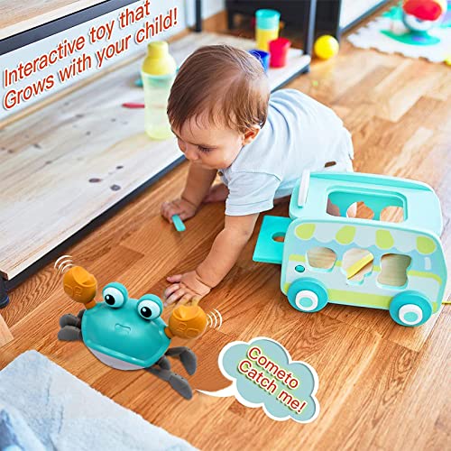 XONTEUS Crawling Crab Toy for 1-Year-Olds, Interactive Sensing with Music & Lights, Perfect Gift for Toddlers