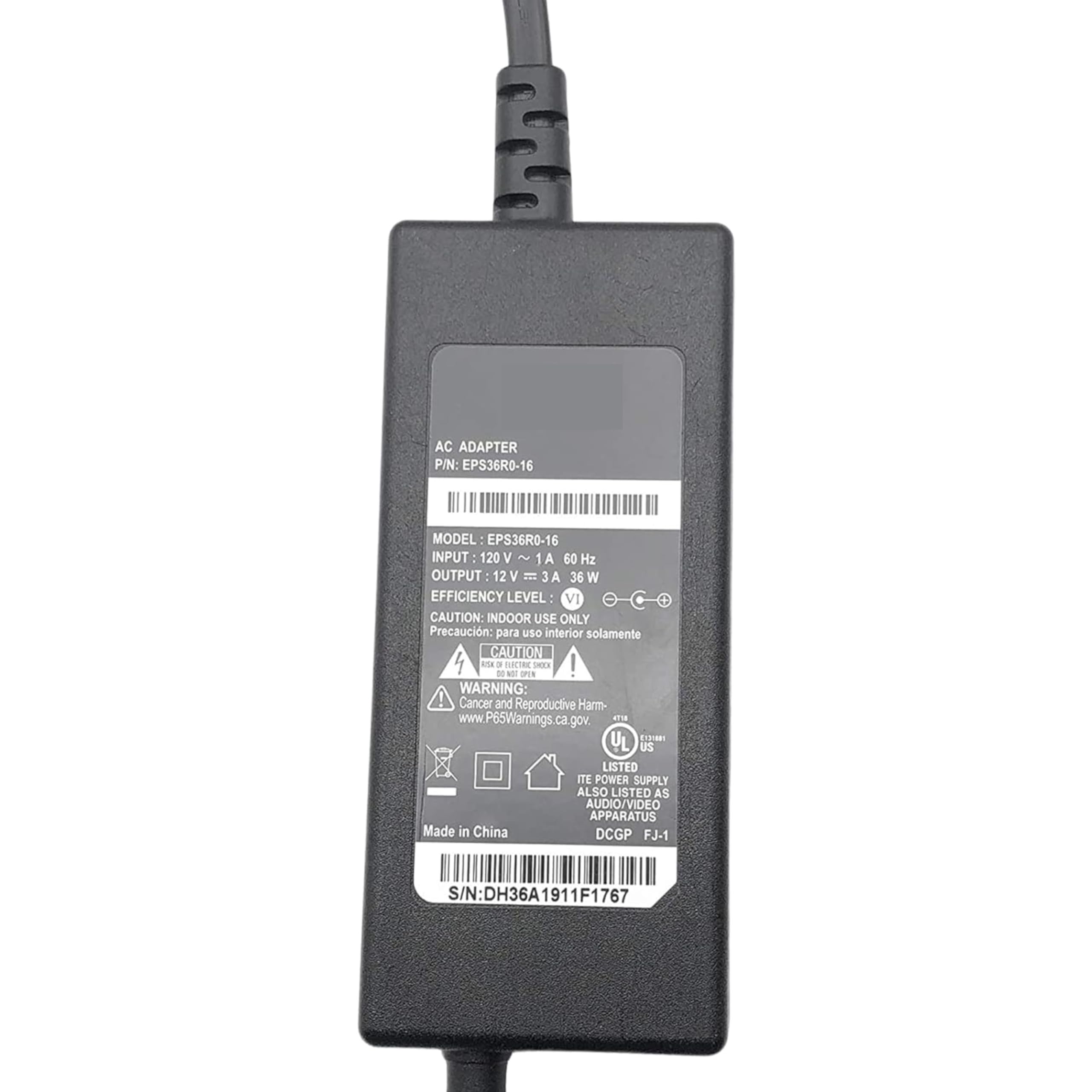 Buck AT&T EPS36R0-16 / EPS36R0-40 AC Replacement Power Adapter for Arris Gateway Modem BGW210-700, Genuine Charger for Modems, Routers, and Other Devices - 12V-3A 36W Output