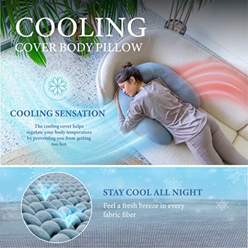 PharMeDoc Crescent Cooling Pregnancy Pillows - Body Pillow for Adults - Side Sleeper β Maternity and Nursing Pillow Breast Feeding - Pregnancy Must Haves - Dark Grey Cooling Cover