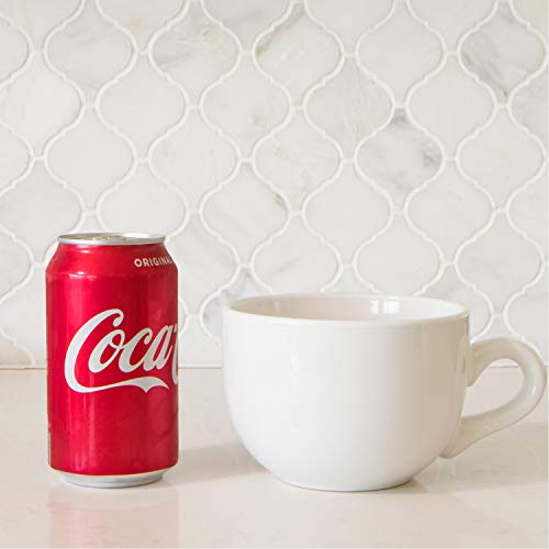 Serami 22oz White Ceramic Large Soup or Cappuccino Bowl Mugs with Thick Walls, Set of 4