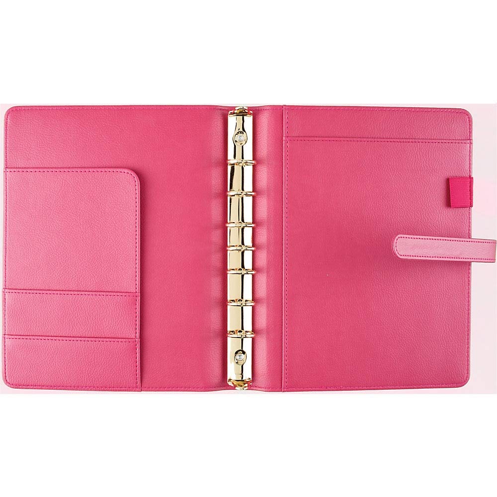 AT-A-GLANCE Faux Leather Undated Starter Set, 7-Ring, 5-1/2" x 8-1/2", Desk Size, Fashion, Raspberry (DR1118-040-27)