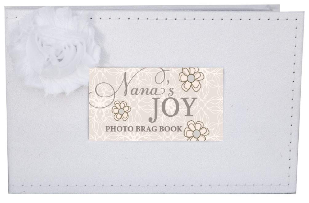 The Grandparent Gift Co. Nana Joy Grandchildren Photo Album, 5x7 Faux Suede with White Flower Accents, Holds 32 4x6 Images, Post Bound, Giftable