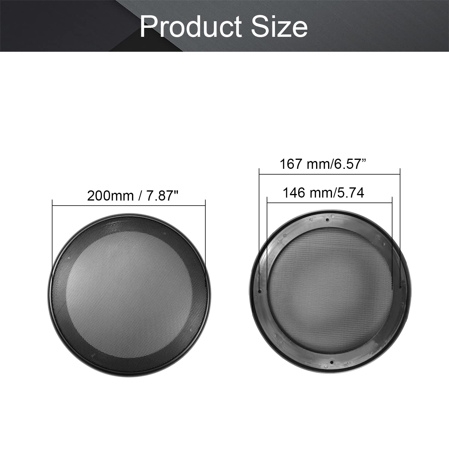 Fielect 2Pcs 6.5inch Speaker Grill Cover Mesh Speaker Grill Decorative Circle Woofer Guard Protector Cover Audio Accessories Black Cloth Cover with 8 Screws