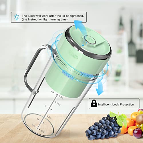 PKBD Portable Blender, Juicer with 15-Second Ice-Crushing Power, 8 Blades, Blender for Shakes and Smoothies,12 oz Easy-to-Clean Personal Blender with Charger, Straw, Cleaning Brush, Green