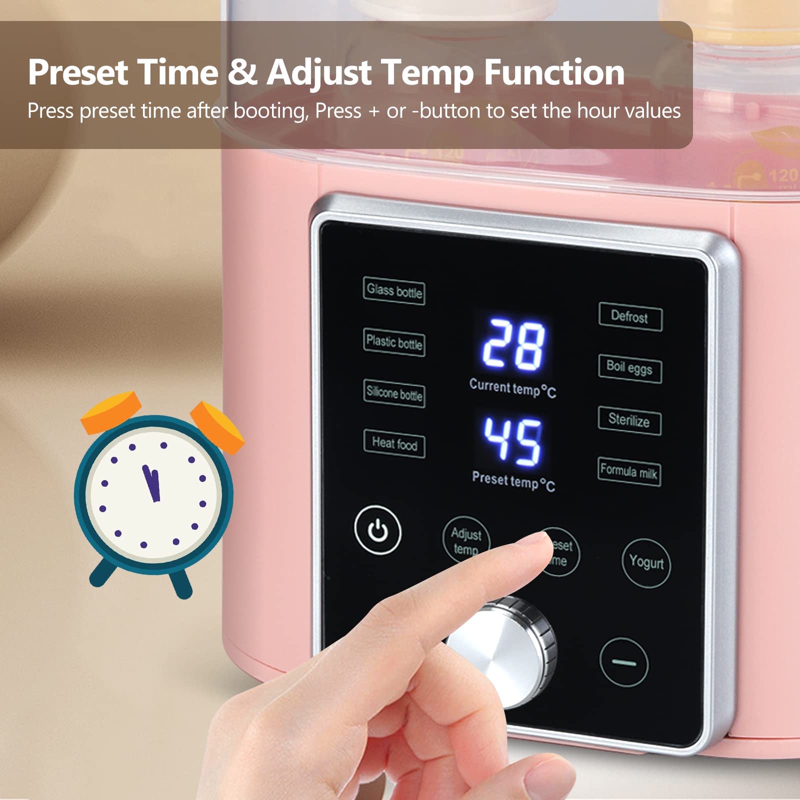 Baby Bottle Warmer, 8-in-1 Bottle Warmer for Breastmilk or Formula with Smart Temperature Control & Timer, Fast Baby Food Heater&Defrost Without Any Losing Nutrition
