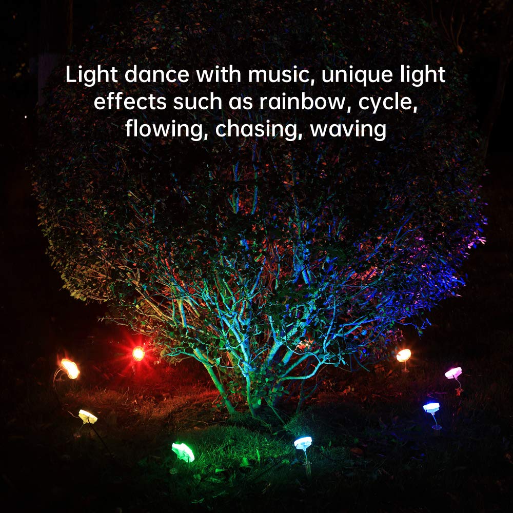 LinkupHome Smart LED Garden Spotlights, Work with Alexa, Google Assistant, Tuya Smart App, WiFi System (No Hub), Outdoor IP65 Waterproof, 8.8m, 9LEDs, 5W Dimmable 16 Million Colors