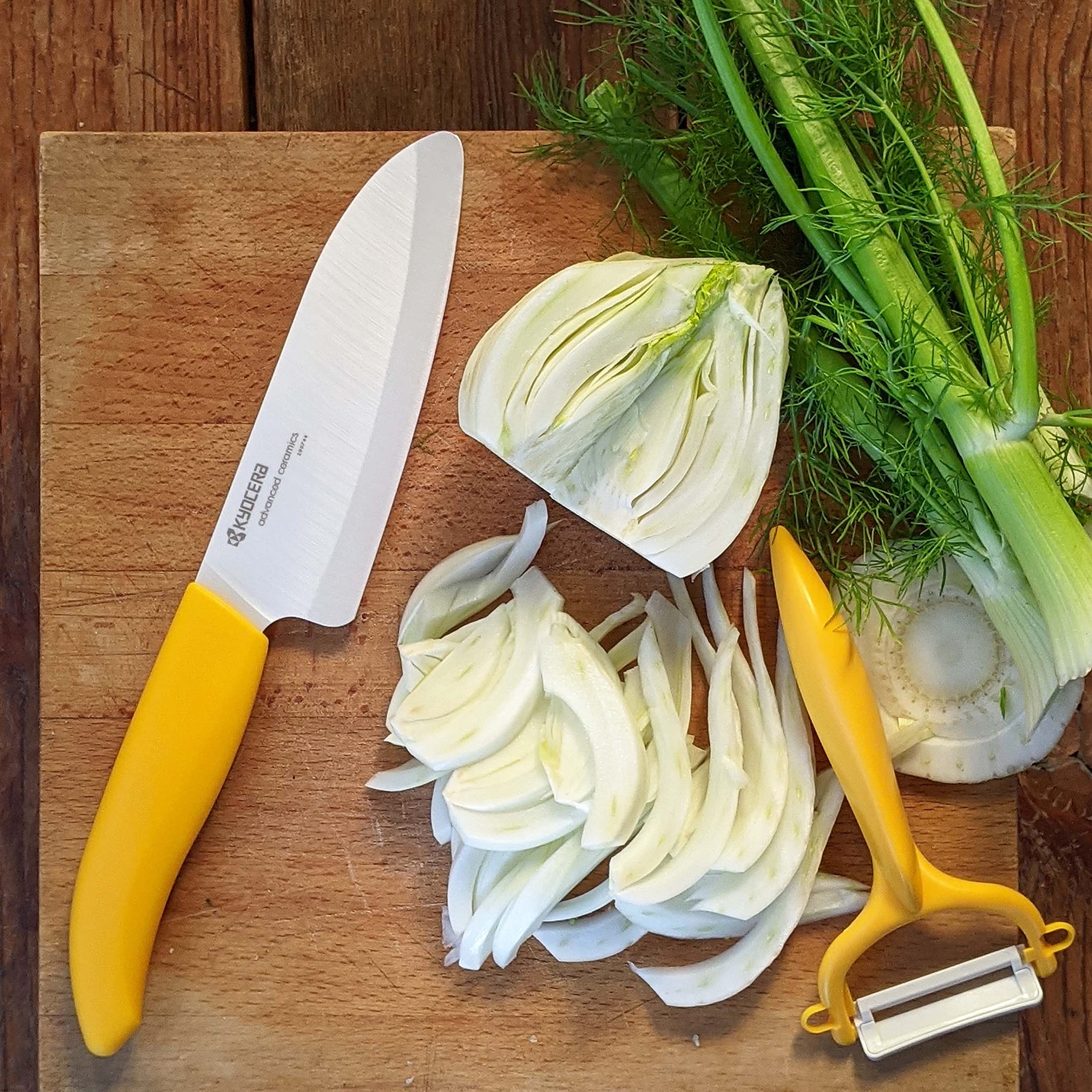 Kyocera Revolution Ceramic Knife and Peeler, 5.5 inch, Yellow
