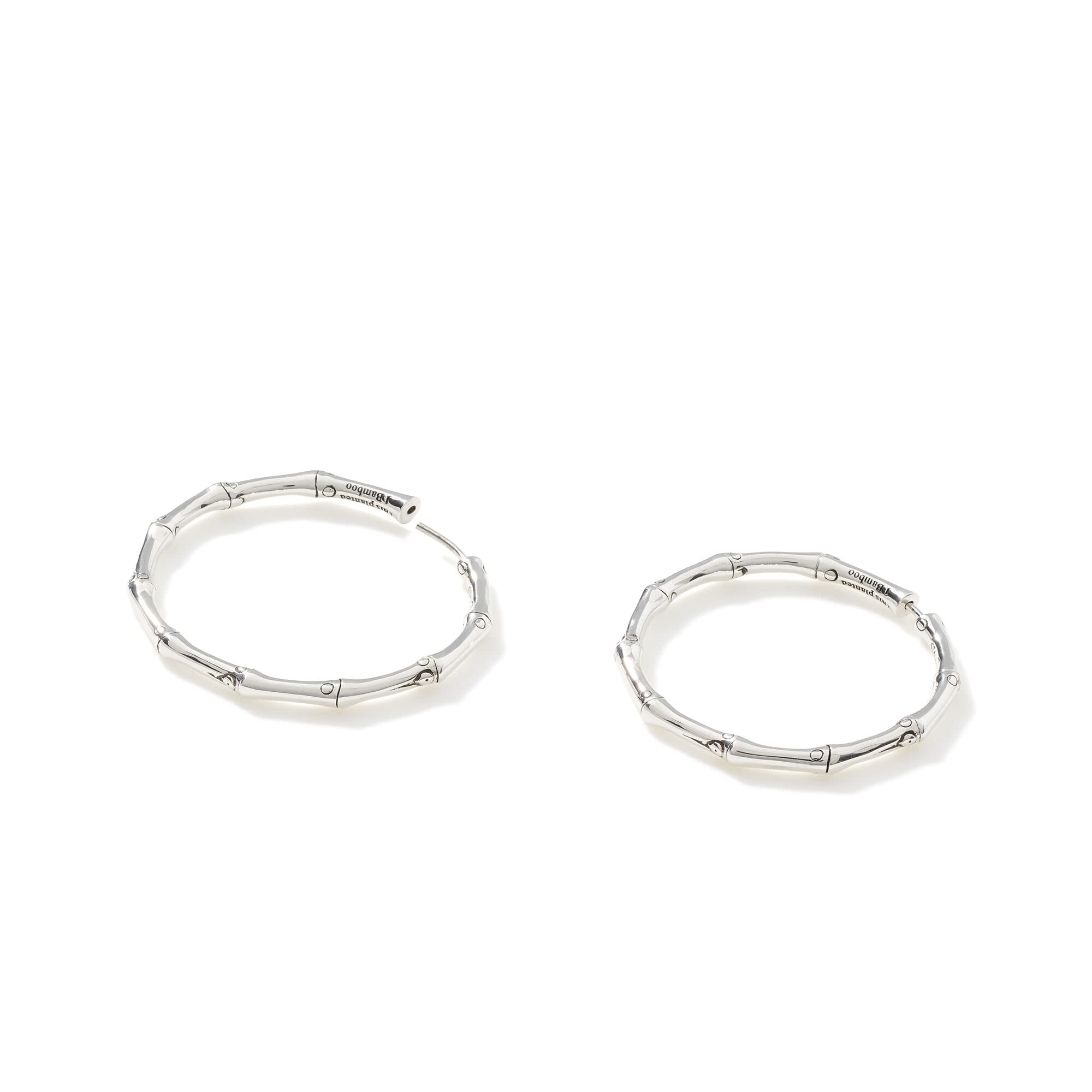 Bamboo Silver Hoop Earrings (30.5)