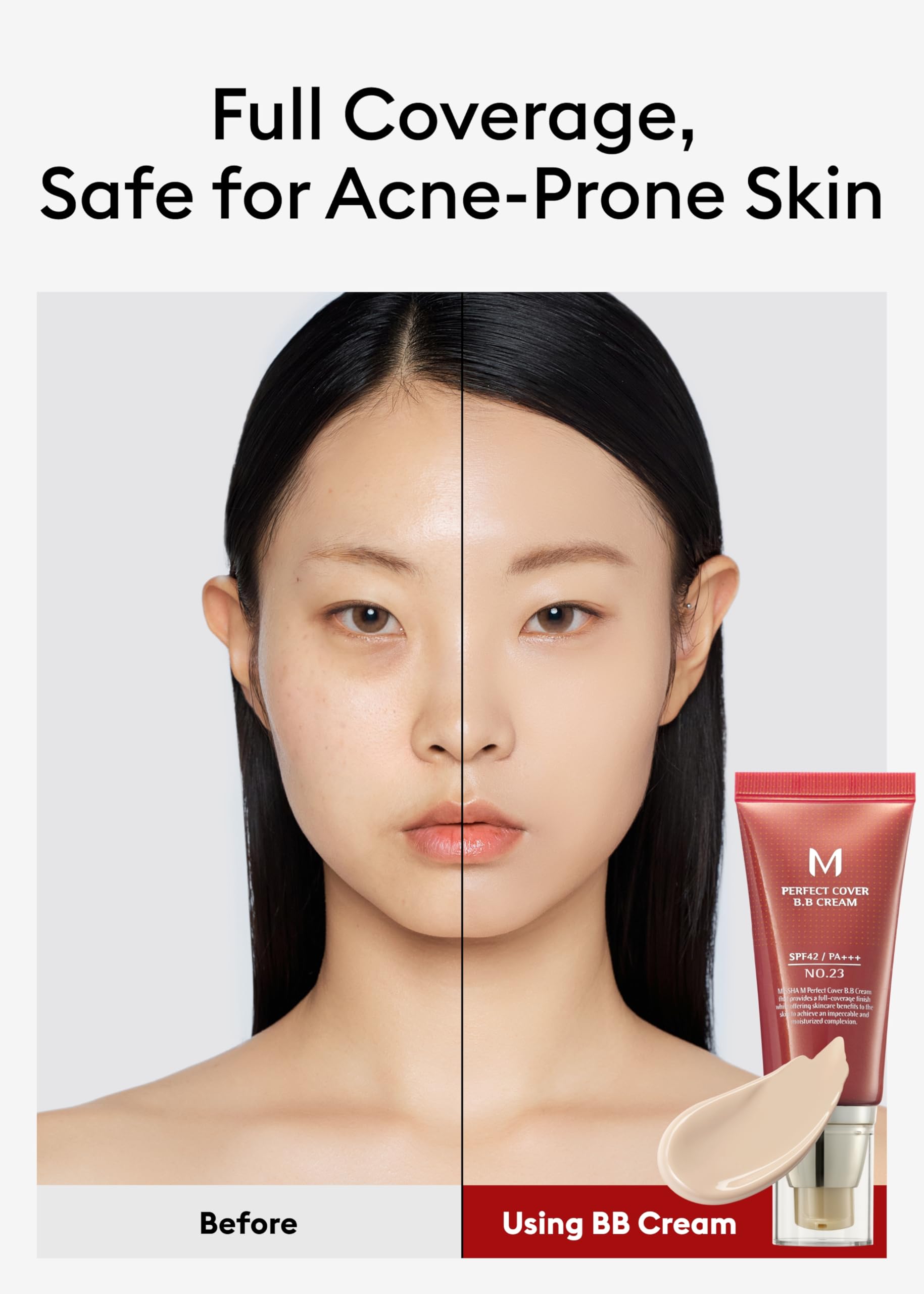MISSHA M Perfect BB Cream No.23 Natural Beige for Light with Neutral Skin Tone SPF 42 PA +++ 1.69 Fl Oz - Tinted Moisturizer for face with SPF