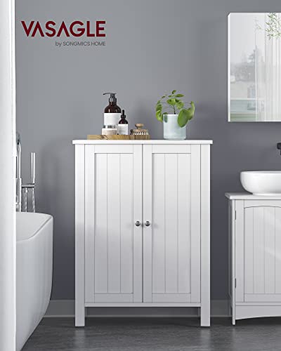 VASAGLE Bathroom Floor Storage Cabinet, Bathroom Storage Unit with 2 Adjustable Shelves, Bathroom Cabinet Freestanding, 11.8 x 23.6 x 31.5 Inches, White UBCB60W