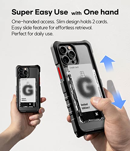 GOOSPERY Z Bumper Case with Strap and Magnetic Card Holder with Magsafe Shock Absorbing Dual Layer Structure TPU Edge Crystal Clear PC Cover with Shoulder Strap, Clear