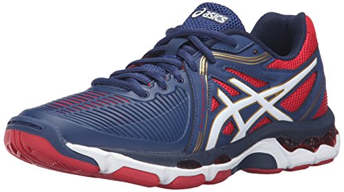 ASICS Women's Gel-Netburner Ballistic Volleyball Shoe, Estate Blue/White/True Red, 13 M US