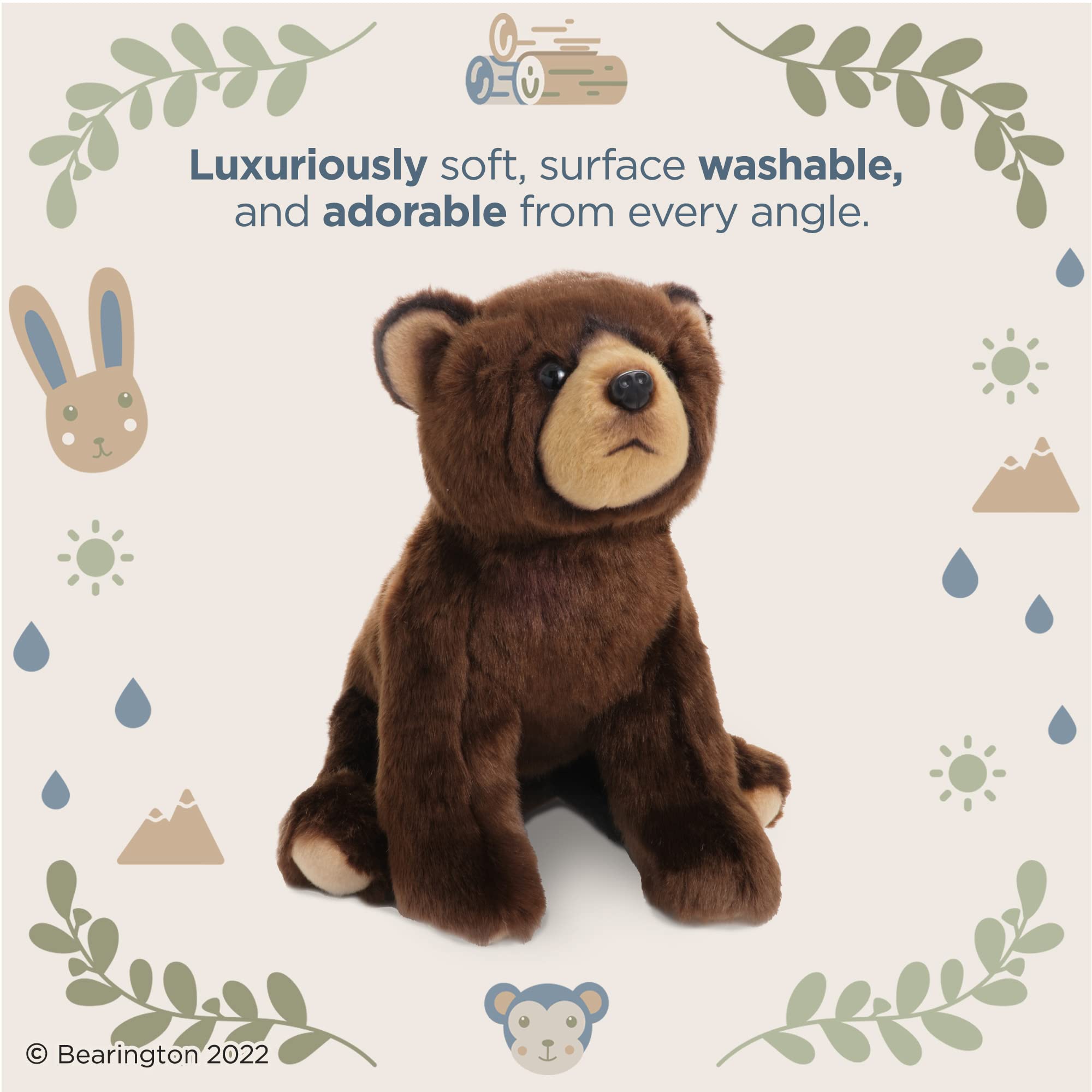Bearington Lil' Cubbie Small Plush Stuffed Animal Brown Grizzly Bear, 9 inches