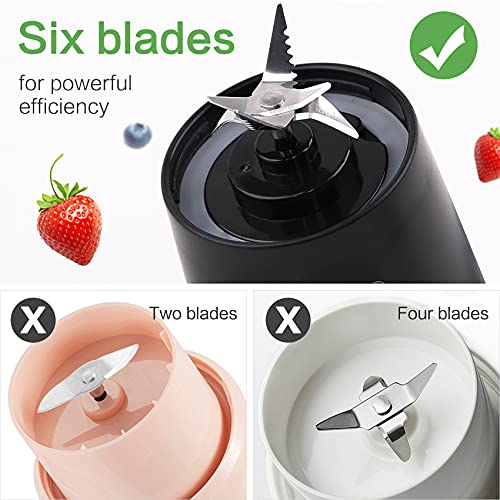 Portable Personal Mini Smoothie Blender: Single Small Size Fruit Juice Blender USB Rechargeable Shake Smoothies Mixer Battery Operated Individual Juicer Cup for Travel Camping Outdoor - Pink