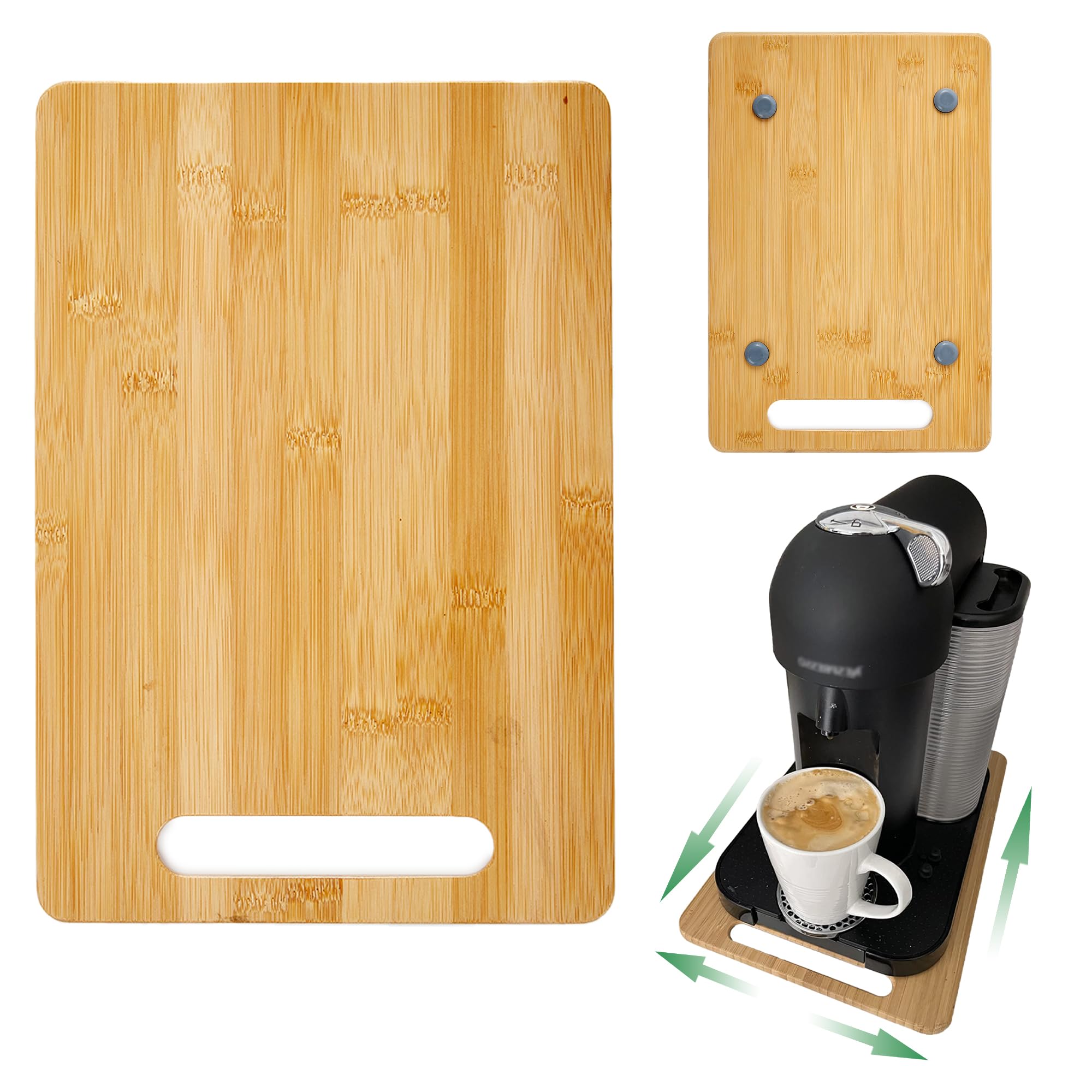 Appliances Slider Mat for Countertop & Under Cabinet,100% Bamboo Sliding Tray for Coffee Pot/Coffeemaker/Ice Maker/Air Fryer/Kitchen Aid Mixer etc,Simple Functional & 360° Easy Moving 9.5” X 14”in