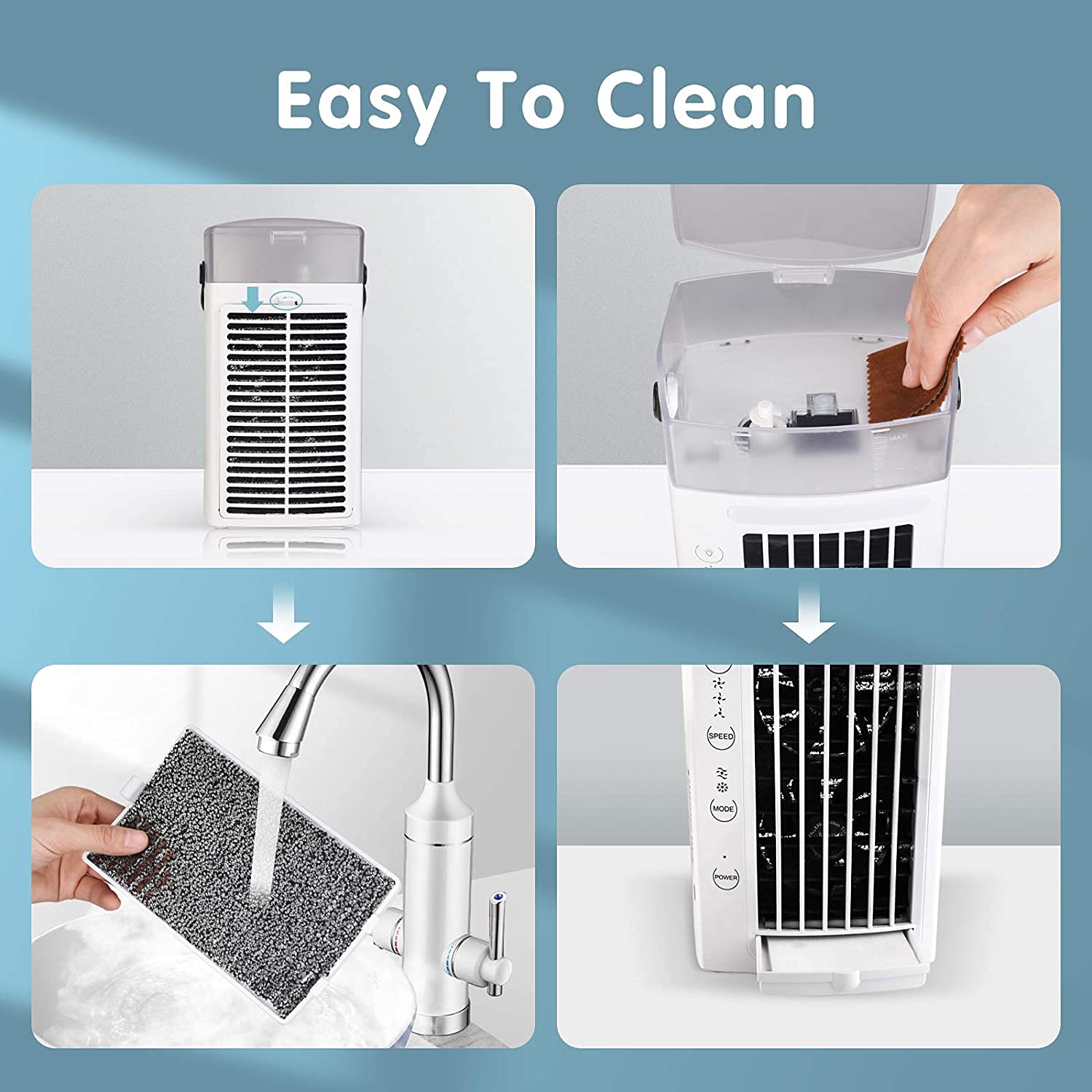 Personal Air Conditioner Fan, Small Air Conditioner Fan, Portable Air Cooler Mini Air Conditioner Fan with 3 Wind Speed, Evaporative Air Humidifier, Desktop Cooling Fan with LED Light for Office, Home