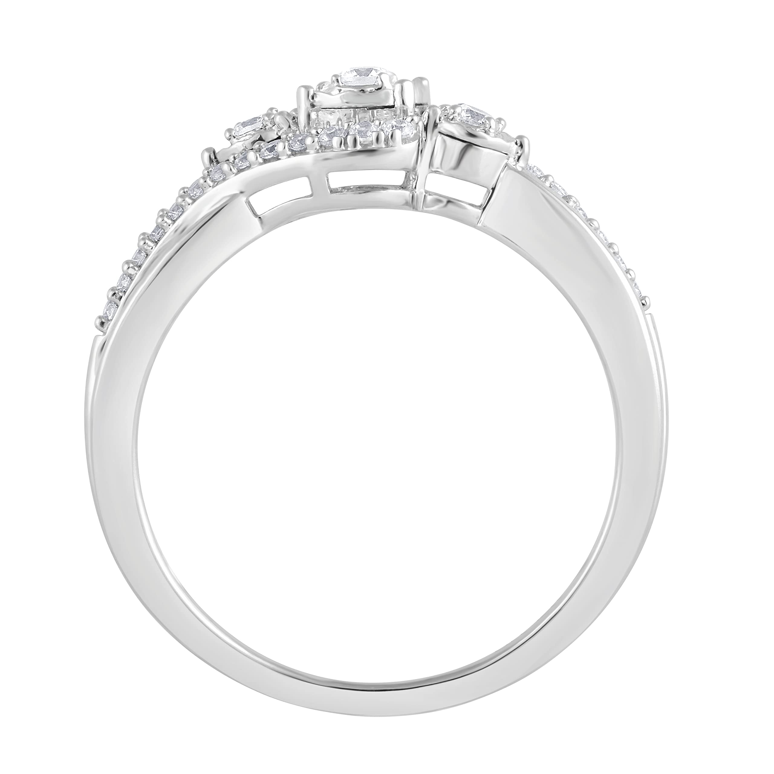 Beyond Brilliance 1/4 Carat Round Natural Diamond Engagement Ring for Women | Miracle-plated Sterling Silver Ring | Fine Jewelry for Her | Gift Box Included (Size 7)