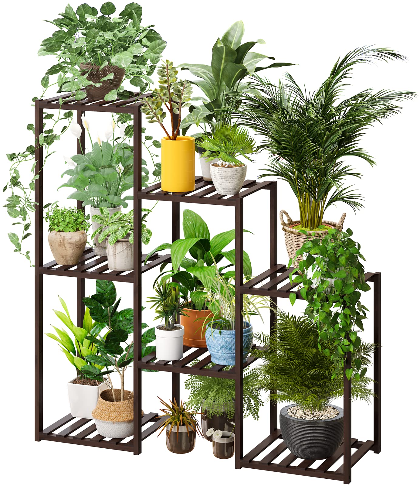 Bamboo Plant Stand Indoor Plants Multiple Plant Stands Wood Outdoor Tiered Plant Shelf for Multiple Plants, 7 Potted Ladder Plant Holder Table Plant Pot Stand for Window Garden Balcony Living Room