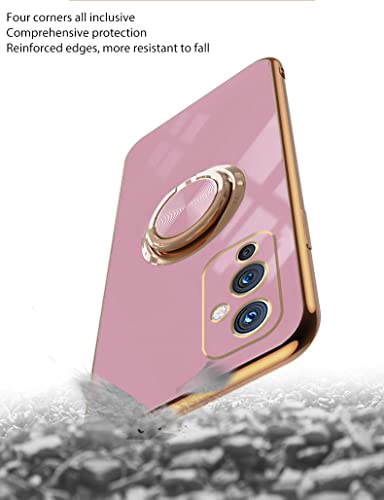 Jancyu Compatible with Oneplus 9Case(Not for Oneplus 9 Pro), Phone Case for Oneplus 9 with Ring Holder, 360 Degrees Protective Silicone Magnetic Car Holder (Purple)
