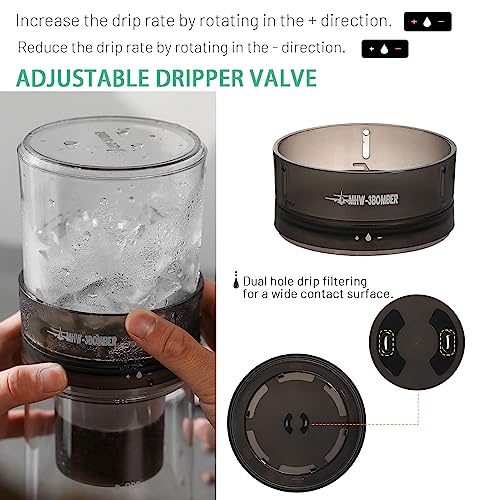 MHW-3BOMBER Cold Drip Coffee Maker Iced Brew Dripper Coffee Maker With Adjustable Water Flow Dutch Coffee,Borosilicate Glass 600ML 2-4Cup ID5900
