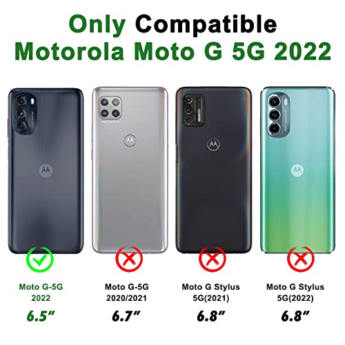 Janmitta Motorola Moto G 5G 2022 Case with Screen Protector[2 Pack], Heavy Duty Shockproof Full Body Protective Phone Cover,Built in Rotatable Magnetic Ring Holder Kickstand,Lavender