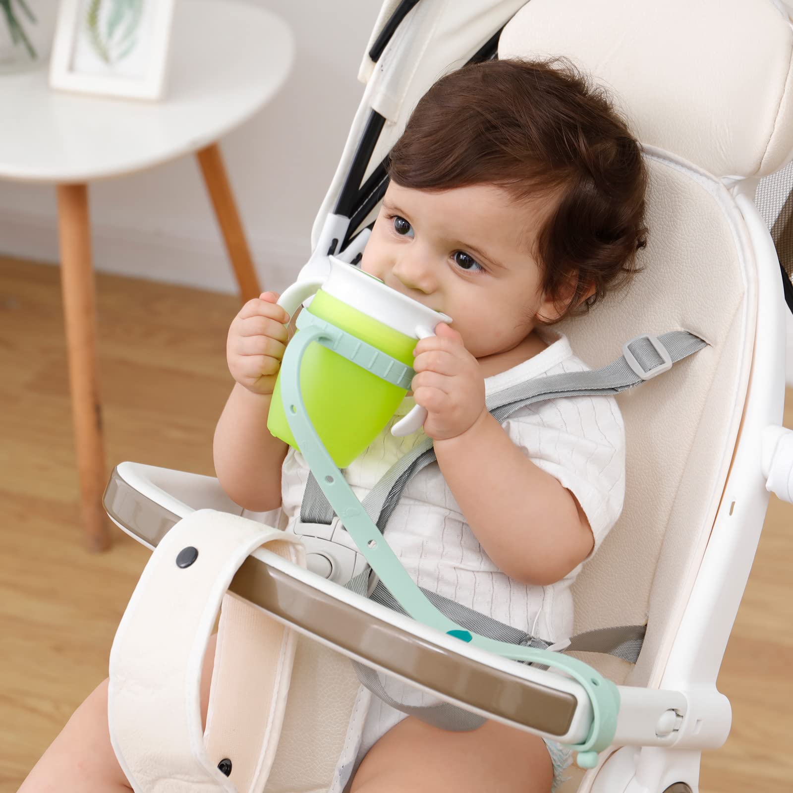 Bottle Strap for Baby,EAZMOM Water Bottle Sippy Cup Silicone Safety Tether 2pcs Adjustable Toy Teether Harness Leash for Strollers,High Chair,Carseat(Yellow、White)