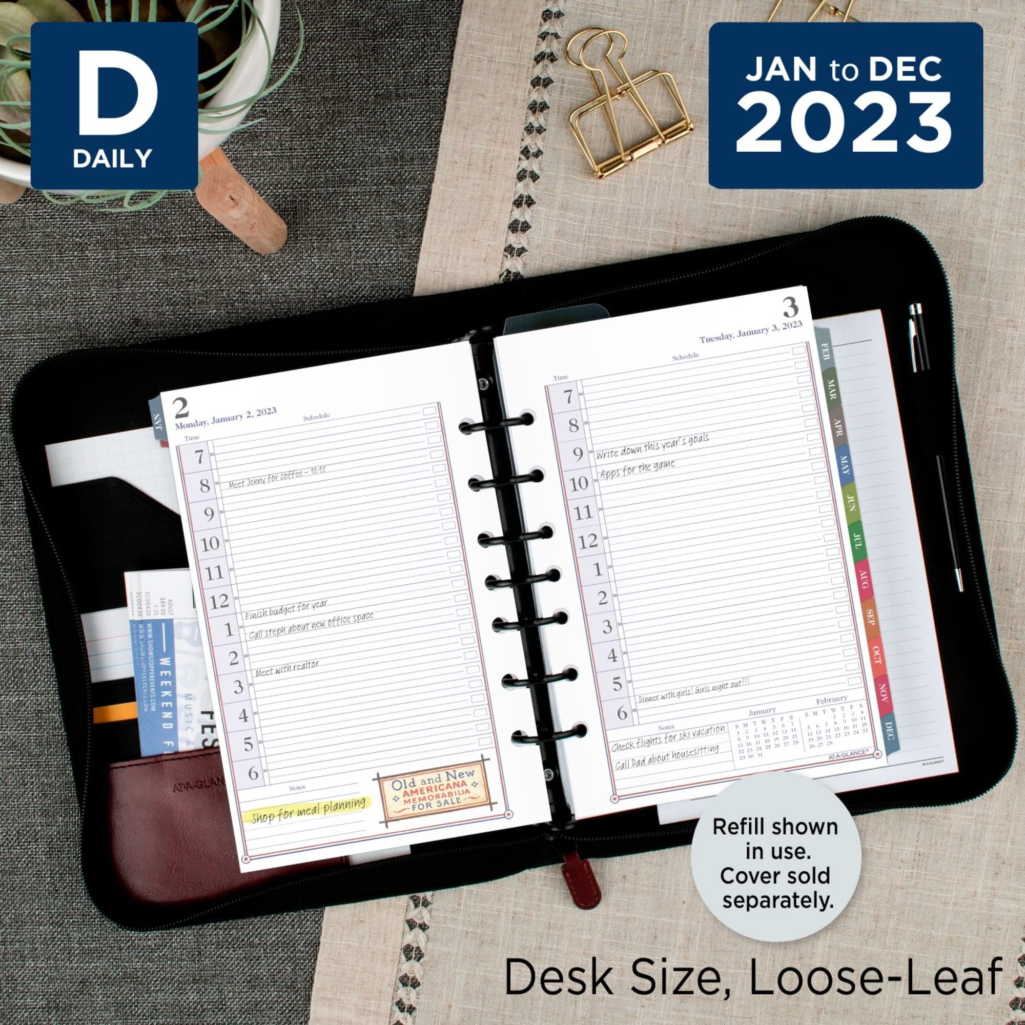 AT-A-GLANCE Charles Wysocki 2023 RY Daily Monthly Planner Refill, Loose-Leaf, Desk Size, 5 1/2" x 8 1/2"