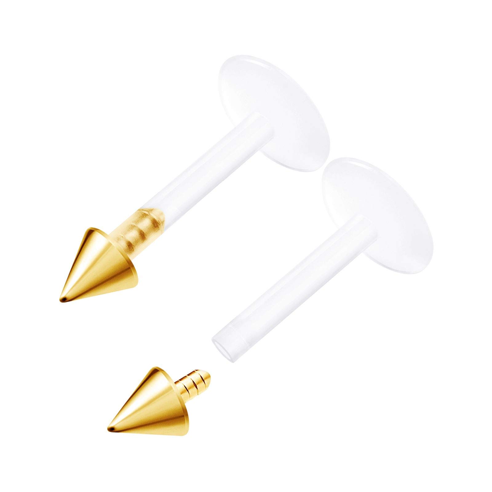 BanaVega 2PCS Bioplastic Push In Clear Lip Labret 16 Gauge 5/16 8mm Black Spike Auricle Earrings Marilyn Monroe Piercing Jewelry 2881