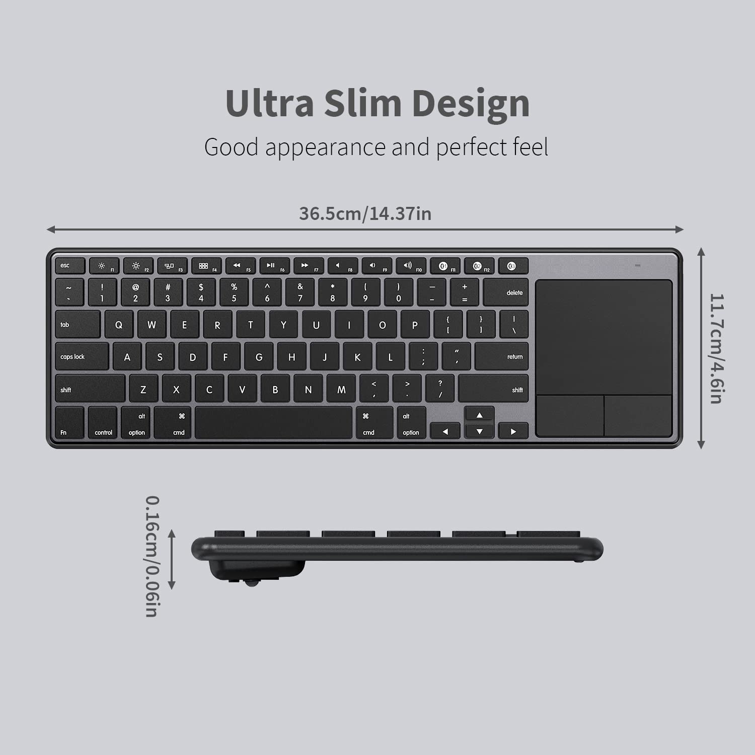 Bluetooth Keyboard with Touchpad for Mac OS & iPad iOS, Rechargeable Wireless Keyboard with Trackpad, Ultra Slim Multi-Device Keyboard for MacBook Pro/Air, iMac, iPhone, iPad Pro/Air/Mini