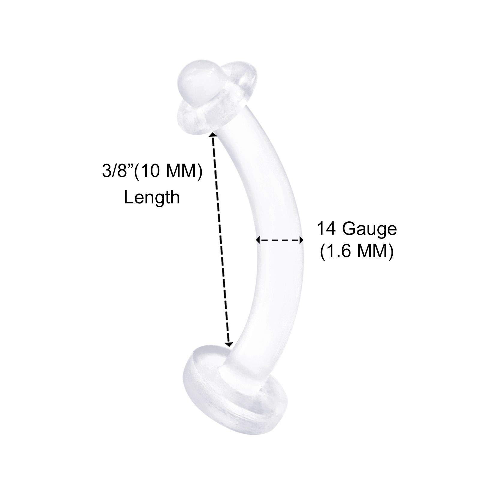 BanaVega 3PCS Flexible Acrylic Clear Belly Button Ring Navel Retainer 14 Gauge 8mm 10mm 12mm Earrings Piercing Jewelry 2464