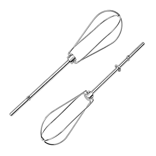 Fetechmate KHM2B W10490648 Hand Mixer Turbo Beaters (2 Pack) & KHMPW Stainless Steel Pro Whisk(2 Pack)-Replace AP5644233, PS4082859, KHM2B, KHM512BM